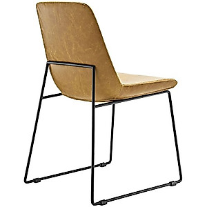 Modway Invite Mid-Century Modern Faux Leather Upholstered Kitchen and Dining Room Chair in Tan