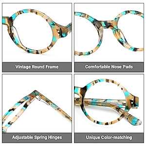 Zeelool Retro Round Blue Light Blocking Glasses for Women Men ZJGA000249-05B Flower