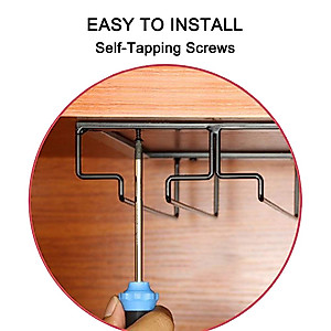 Wine Glass Rack, Under Cabinet Stemware Rack Wine Glass Holder Storage Hanger for Cabinet Kitchen Bar