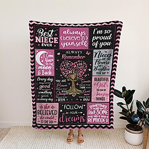 MUCHNEE Birthday Gift for Niece, to My Niece Blankets 50''x60'', Niece Gifts from Auntie Uncle, Niece Throw Blanket for Girls Woman, Gift for Niece from Aunt, Niece Christmas Graduation Gift Ideas