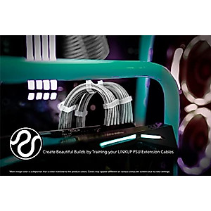 LINKUP - AVA 30cm EPS 8P(4+4) CPU ATX Motherboard PSU Power Supply Braided Sleeved Custom Mod PC Extension Cable w/Combs | Strong & Stiff Design | Single Pack | 300mm - White