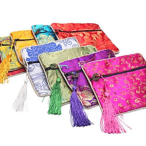 NHW EAVOQLB 16 pcs traditional brocade bag embroidery bag jewelry bag Shu Jin fringed Wallet Zipper jewelry bag value set