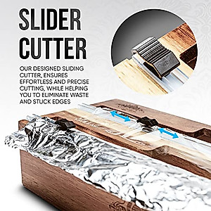 AceKitchen Foil and Plastic Wrap Organizer, 2 in 1 Wrap Dispenser with Cutters, Acacia Wood Organizer, Compatible with 12" Roll, 2 in 1 Wrap Dispenser, Aluminum Foil Dispenser for Kitchen Organization