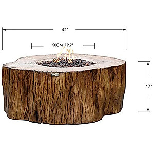Elementi Manchester Outdoor Table 42 Inches Fire Pit Patio Heater Concrete Firepits Outside Electronic Ignition Backyard Fireplace Cover Lava Rock Included, Natural Gas
