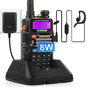 BAOFENG Two Way Radio, BF-F9 V2N 8-Watt Dual Band Radio with 2100mAh Li-ion Battery Portable Walkie Talkies with Includes Full Kit.Frequency Range 144-148/420-450Mhz