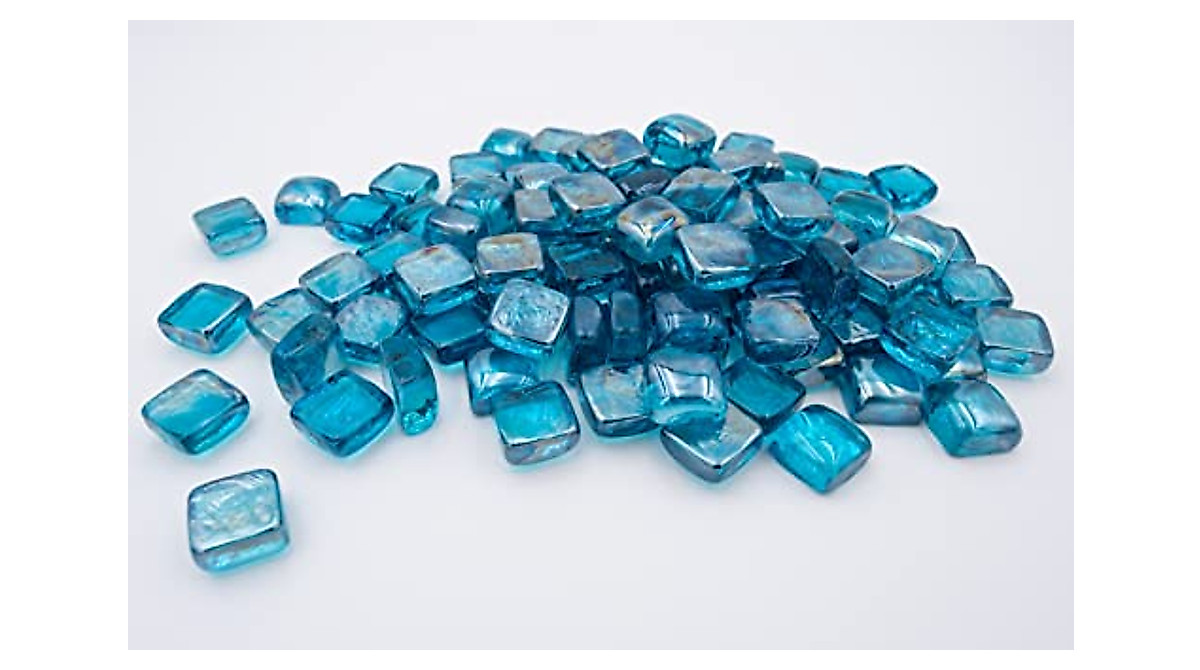 AKOYA 10-Pound Fire Glass Cubes - Caribbean Blue
