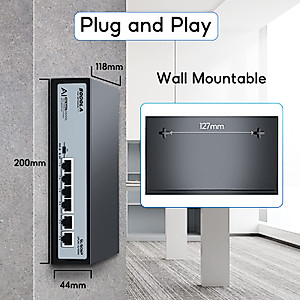 SODOLA 4 Port PoE+ Switch | 4 PoE+ Ports &2 Fast Ethernet uplink,65W 802.3af/at, Extend Function, Fanless Metal,Plug & Play Unmanaged Network Switch