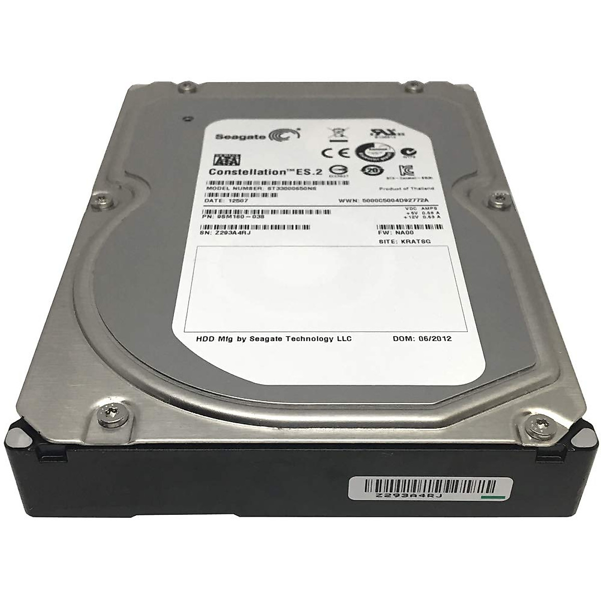 Seagate Constellation ES.2 ST33000650NS 3TB 7200RPM 64MB Cache 3.5in SATA 6.0Gb/s Enterprise Hard Drive - PC, RAID, NAS, CCTV DVR (Renewed)