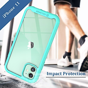 CellEver Clear Full Body Case for iPhone 11, Heavy Duty Protection with Anti-Slip TPU Bumper and [2 Tempered 9H Glass Screen Protectors] Shockproof Transparent Phone Cover 6.1 Inch (Mint)