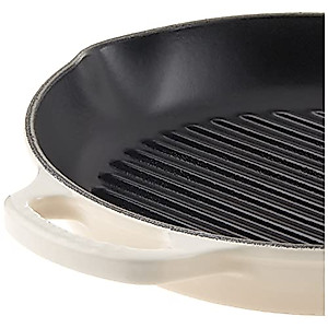 Le Creuset Enameled Cast Iron Signature Deep Round Grill, 9.75", Meringue