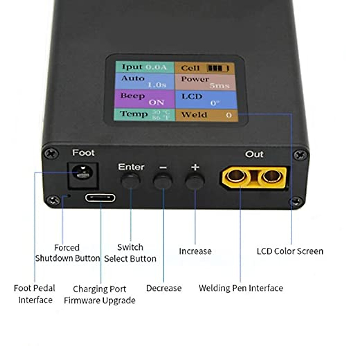 Mini DIY Battery Spot Welder, 1.8in LCD Color Screen Charging Reminder Spot Welding Machine Rechargeable for Circuit Repair(#1)