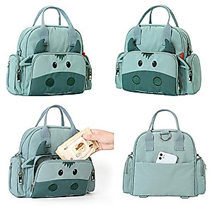 Quality Small Cute Multi-Function Diaper Bag Tote Messenger Backpack-Blue