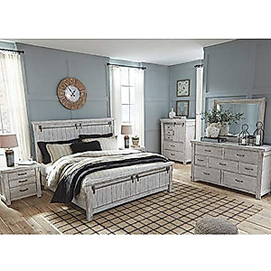 Signature Design by Ashley Brashland Farmhouse 7 Drawer Dresser with Dovetail Construction, Textured White