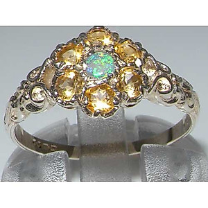 LetsBuyGold 925 Sterling Silver Real Genuine Opal and Citrine Womens Promise Ring - Size 9