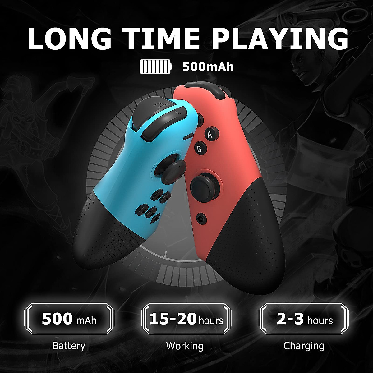 Joycon Controller Replacement for Switch Joycon,Alternatives for Left and Right Joy Con Controller,L/R Switch Controller Support Wake-up Function with Grip Stand (Blue and Red)