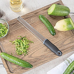 Restaurantware Met Lux 13 Inch Hand Grater 1 Zester Cheese Grater - With Handle For Zesting Lemons And Grating Cheese Stainless Steel And Plastic Rasp Grater