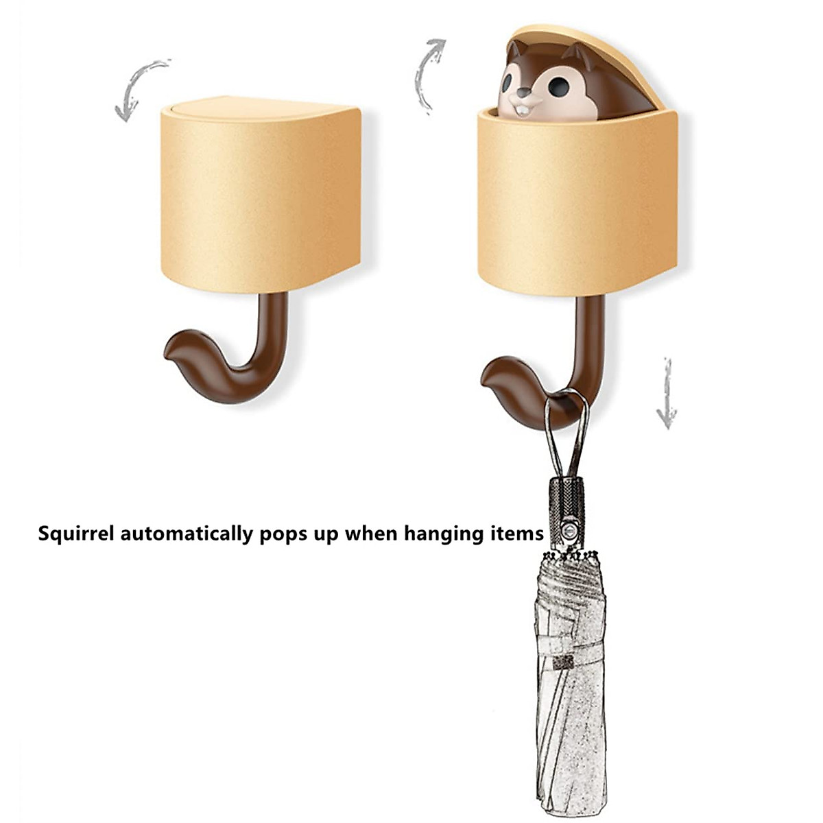 Lixiaoman Hidden Squirrel Hooks Cute Kids Coat Hooks Decorate Walls Bathrooms Kitchens for Hanging Keys, Coats, Towels, Backpacks, Bags