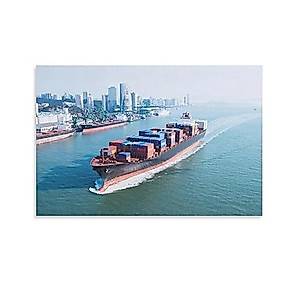 Posters Room Poster Aesthetic Container Cargo Ship Art Poster Harbor Terminal Landscape Poster Canvas Painting Posters And Prints Wall Art Pictures for Living Room Bedroom Decor 08x12inch(20x30cm) Un