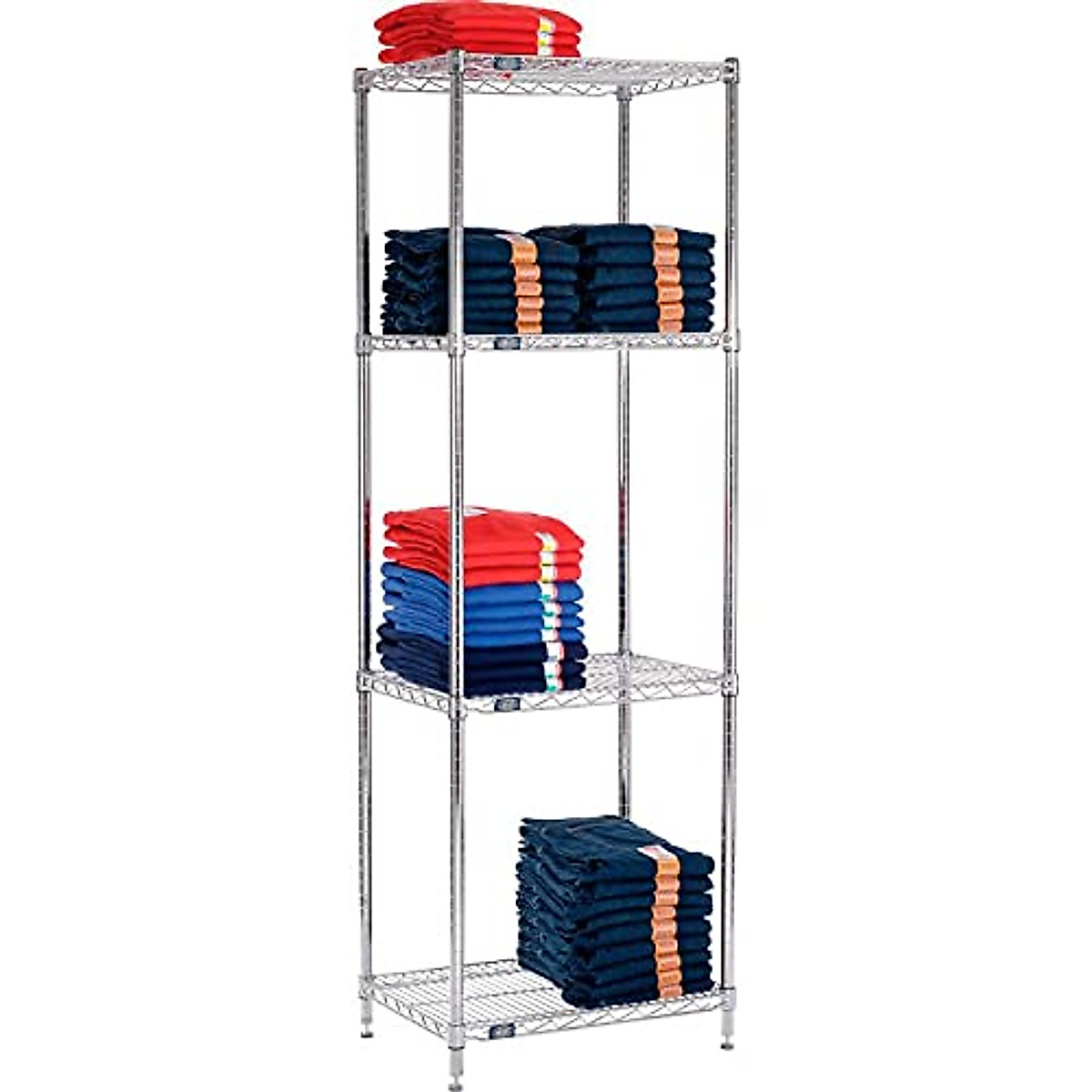 Nexel 18" x 30" x 74", 4 Tier Adjustable Wire Shelving Unit, NSF Listed Commercial Storage Rack, Chrome Finish, leveling feet