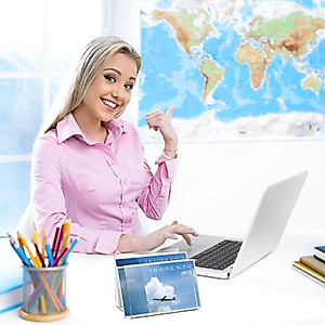 Vicenpal Clear Acrylic Postcard Holder Business Card Holder Greeting Card Display Clear Business Card Stand Rack for Index Card Organizer Desk Table Home Office School, 6 x 4.25 x 4.5 Inches (2 Pcs)