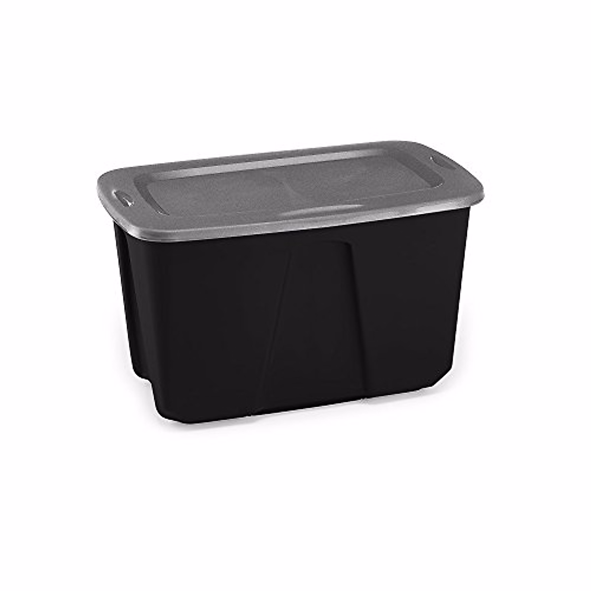 Homz Plastic Storage Tote Box, with Lid, 32 gallon, black and Silver, Stackable, 6-Pack