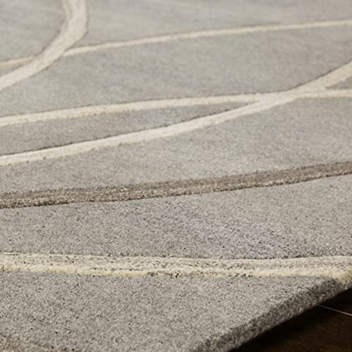 Mark&Day Wool Rugs, 8x10 Falher Modern Medium Gray Area Rug, Grey Cream Carpet for Living Room, Bedroom or Kitchen (7'6" x 9'6")