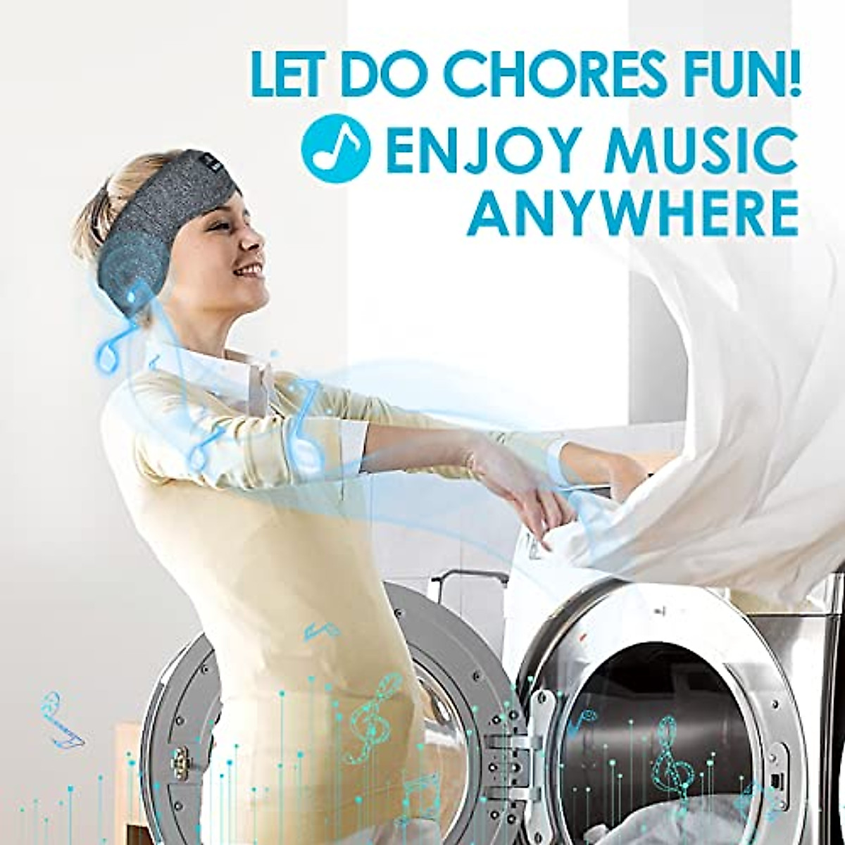 Sleep Headphones Bluetooth Sleeping Headband - Comfy Sleeping Headphones for Side Sleeper Elastic Music Sleep Band Cozy ASMR Wireless Eye Mask Christmas Gifts for Women Stocking Stuffers for Women Men