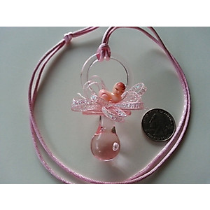 Pacifier Necklaces Baby Shower Game Favors Prizes Boy Girl with Little Baby Decoration You Pick Color ! (Pink)