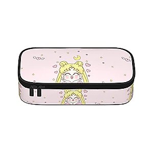 Pink women cute Anime large zipper pencil case bag Big Capacity Pen Box Organizer Adult Stationery Pencil Pouch Office Supplies
