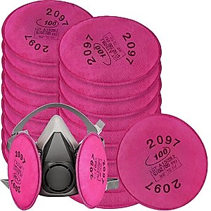 20Pcs 2097 Filters for for 6000 6200 6800 7000 FF-4 Respirator, 2097 Particulate Filters with Activated Carbon Layer Filter for Epoxy Resin,Lead Paint,Asbestos,Dust,Particle,Pollen (10 Pack)