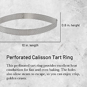 de Buyer Perforated Calisson Tart Ring - 10” x 4.3” - Perfect for Baking Beautifully Crisp Tarts - Easy to Use & Clean - Made in France