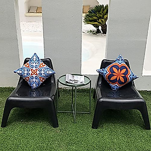 Hckot Outdoor Waterproof Throw Pillow Covers for Patio Furniture Set of 4 Floral Printed Boho Decorative Farmhouse Pillow Covers for Couch Garden Tent Balcony 18x18 inch