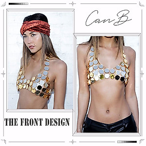 CanB Rhinestone Sexy Bra Chian Sparkly Crystal Tassel Underwear Body Chains Summer Halter Backless Beach Bikini Nightclub Hallowen Chain Body Accessories Jewwlry for Women and Girls (A)