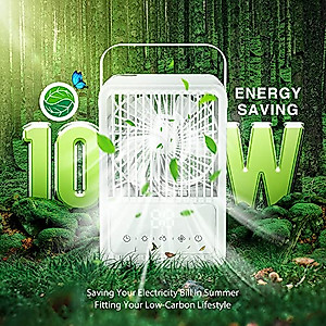 Portable Air Conditioner, 4 in 1 Evaporative Air Cooler with 600ml Water Tank, 1-8 H Timing Touch Screen Portable Air Cooler, Personal Desktop Cooling Fan for Car Home Camping Room