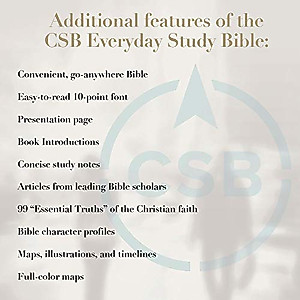 CSB Everyday Study Bible, British Tan LeatherTouch, Black Letter, Study Notes, Illustrations, Aricles, Easy-to-Carry, Easy-to-Read Bible Serif Type