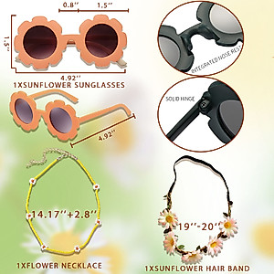 JeVenis Groovy Glasses For Kids Retro Flower Sunglasses Groovy Headbands Two Groovy Party Favors Supplies Daisy Hippie Boho Glasses Daisy Flower Crown