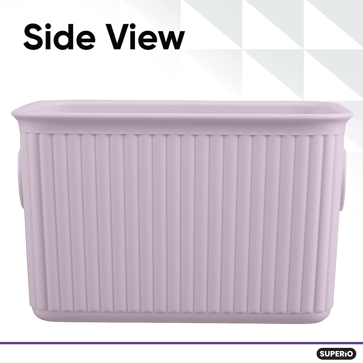 Superio Ribbed Collection - Decorative Plastic Open Home Storage Bins Organizer Baskets, Small Lilac Purple (1 Pack) Container Boxes for Organizing Closet Shelves Drawer Shelf 1.5 Liter