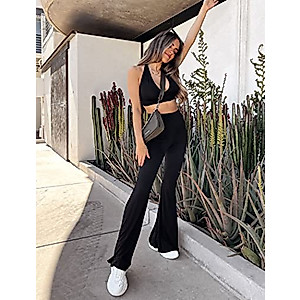 ZOOSIXX Black Flare Yoga Pants for Women, Crossover Buttery Soft Bootcut Leggings