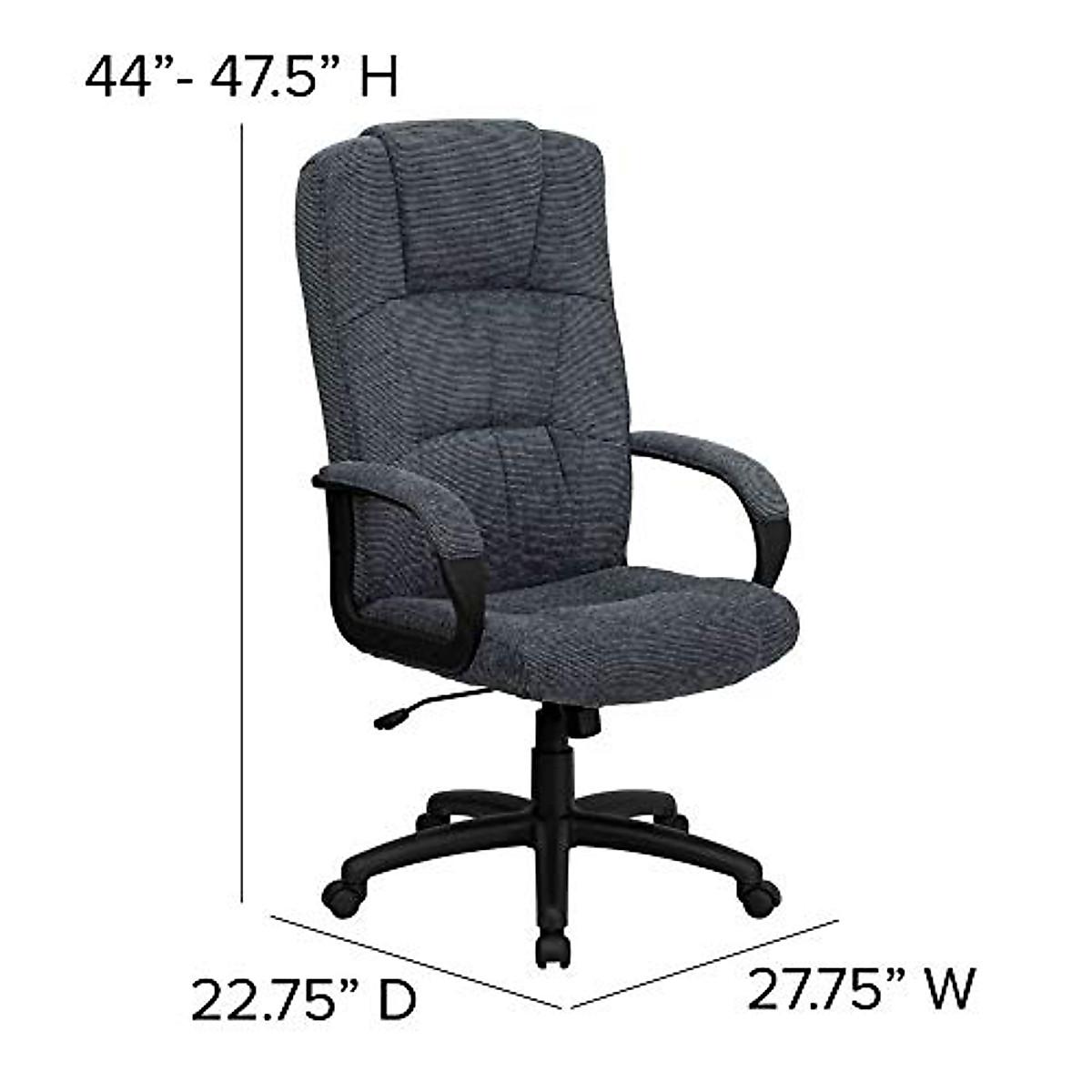 Flash Furniture Rochelle High Back Gray Fabric Executive Swivel Office Chair with Arms
