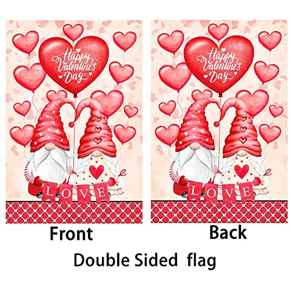 Akeydeco Valentine's Day Flag,28x40 Inch Valentine's Heart Garden Flag with Two Grommets Double Sided Printing 2 Layer Burlap Valentine Flags for Your Valentine's Day Decoration