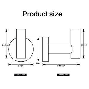 HouseAid Stainless Steel Towel Hooks for Bathroom Modern Heavy Duty Robe Hook Holder Wall Mounted Matte Black (3 Pack)