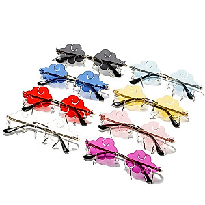 laureles/Women's Rimless Cloud Lightning Shaped Sunglasses Men Sunglasses Irregular Clouds Glasses Shades UV400 (Navy Blue)