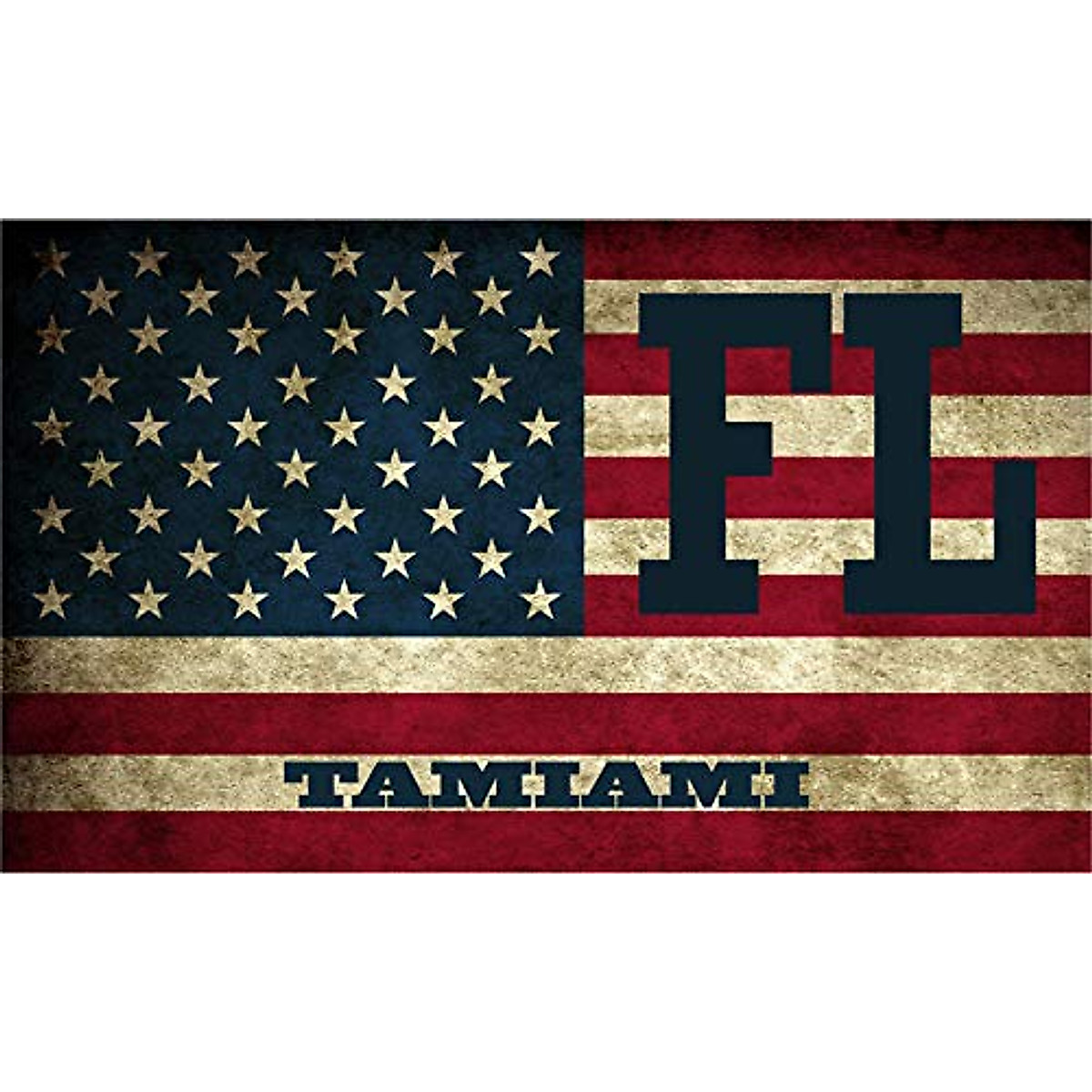 (x3) 2x3 inch Stickers | Reflective Tamiami FL Florida Miami-Dade County Vintage US Flag Sticker Graphic - Construction Toolbox, Hardhat, Lunchbox, Helmet, Mechanic, Luggage