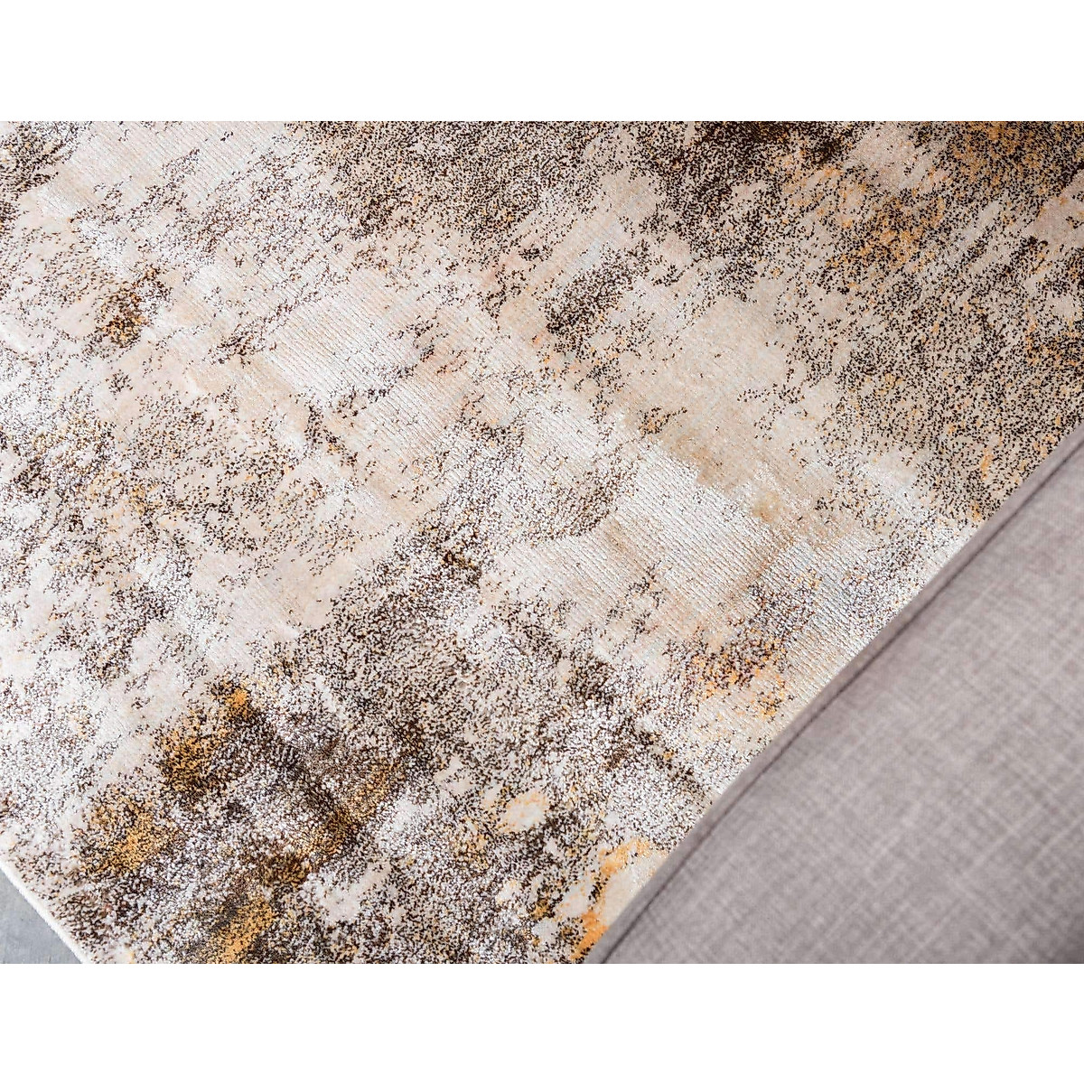 Unique Loom Helios Collection Area Rug - Santorini (9' x 12' 2" Rectangle, Ivory Beige/ Gold)