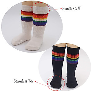 Xiyadun Unisex Toddler & Childs Cotton Knee High Calf Stripe Athletic Tube Socks(4-6 Years)