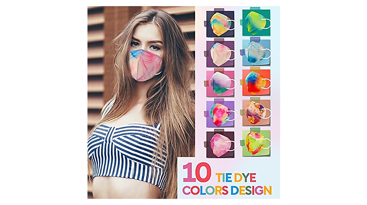 Colorful Tie Dye KN95 Masks for Adults - 60 Individually Wrapped