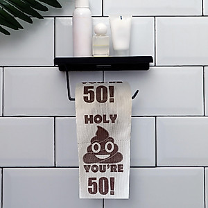Happy 50th Birthday Gifts, 3-Ply Funny Toilet Paper Roll, Holy Poop You're 50 Printed Toilet Paper Gag Gift, Pranks & Surprises Bathroom Decor for Boys Son and Girls, Cheers to 50 Bday Party Supplies