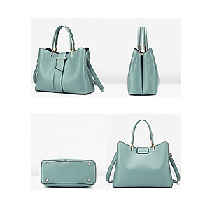 SMALLBLUER Women's Fashion Handbag PU Leather Shoulder Crossbody Bag Purse 2pcs-Brown