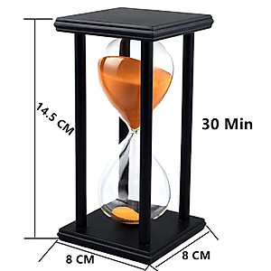 Sandglass 30 Minutes Timer Hourglass for Ornament Decoration Restaurant Living Room Home Closet Office Desk Bedroom Party Festival Christmas Wooden Frame Sand Timer Clock Orange