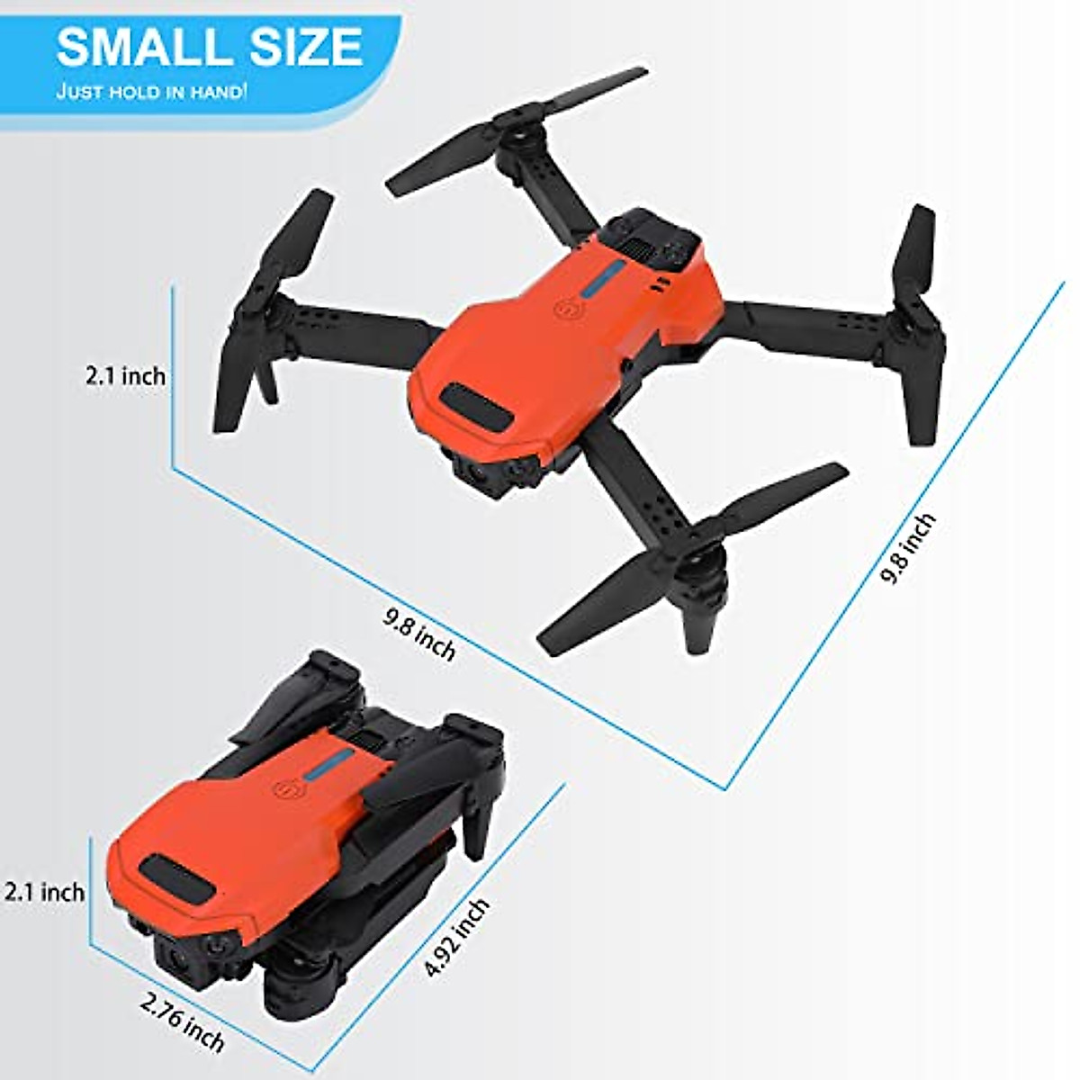 FDWYTY Drones for kids, Mini Drone with 1080P HD FPV Dual Camera with Altitude Hold, Headless Mode, 3D Flips, One Key Take Off/Landing, Speed Adjustment, 2 Modular Batteries - 22 Mins Flight Time, Orange